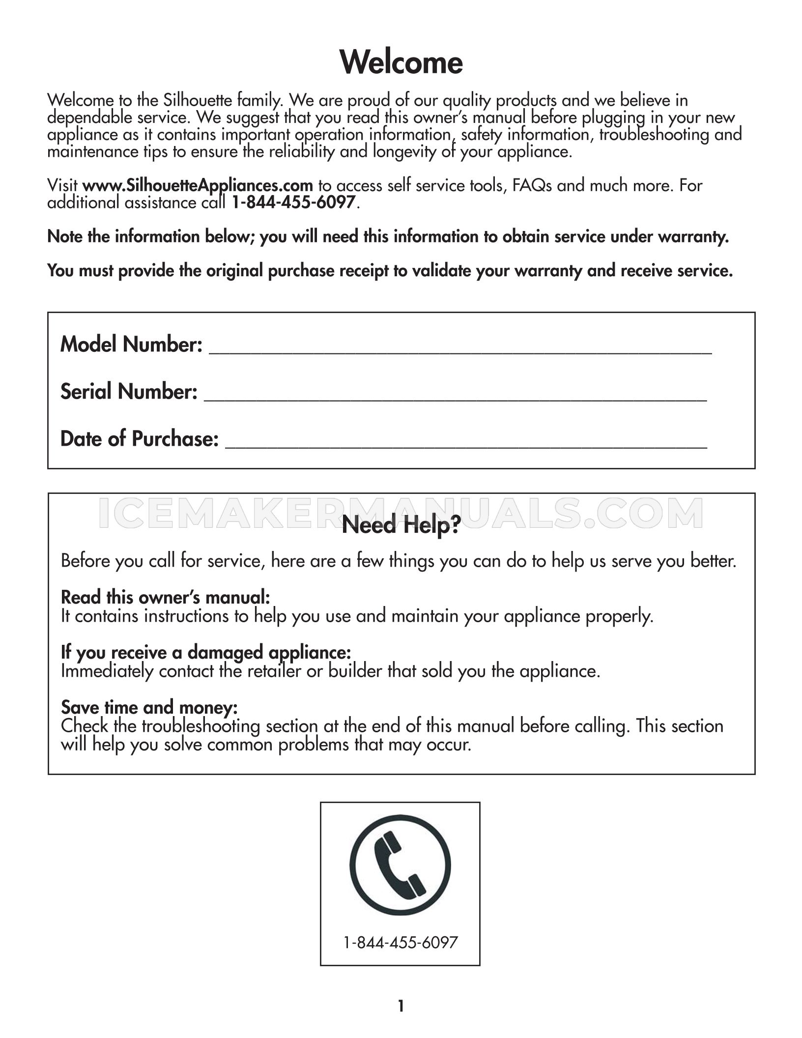 Danby DIM32D2BSSPR Silhouette Professional Ice Machine Owners Manual ...