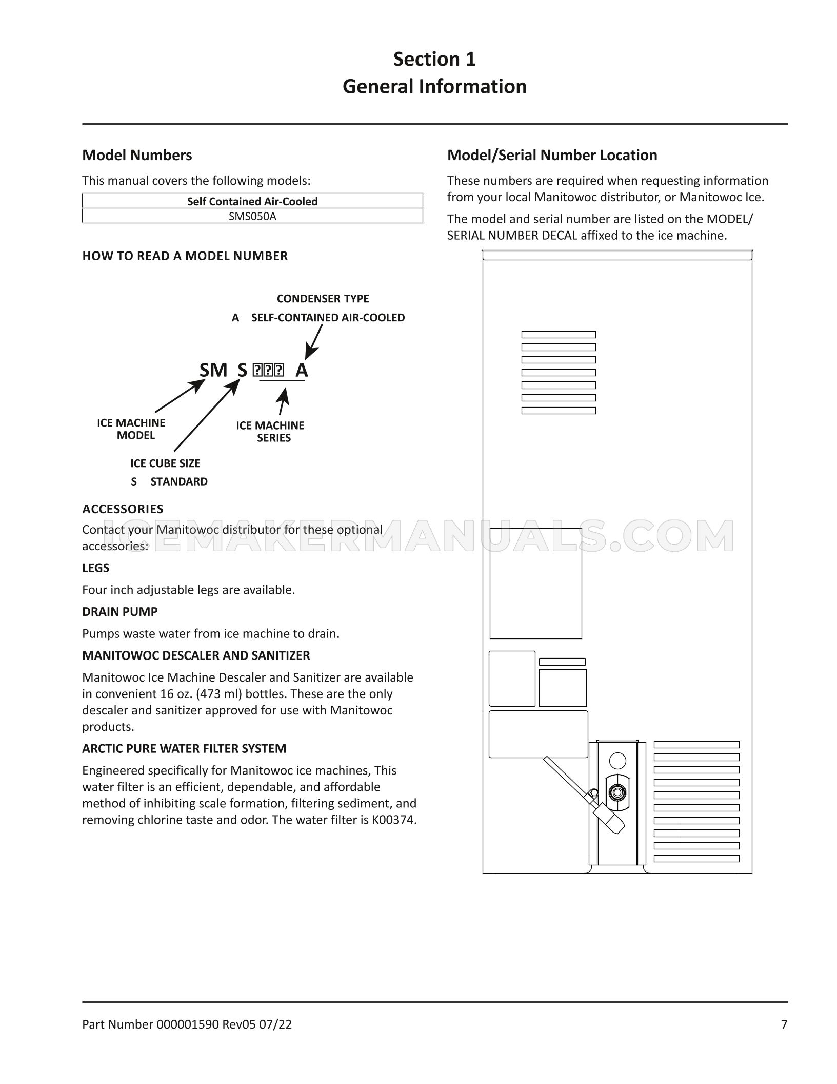 Manitowoc SM50A Ice Machine Installation, Operation and Maintenance ...