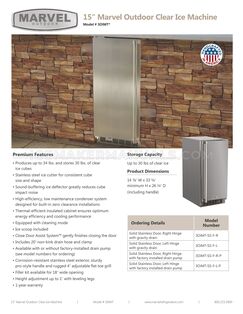 Marvel 30IMTSSFR Ice Machine Spec Sheet | Ice Maker Manuals