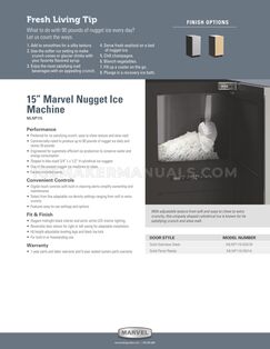 Marvel MLNP115SS01B Ice Machine Specification Sheet | Ice Maker Manuals
