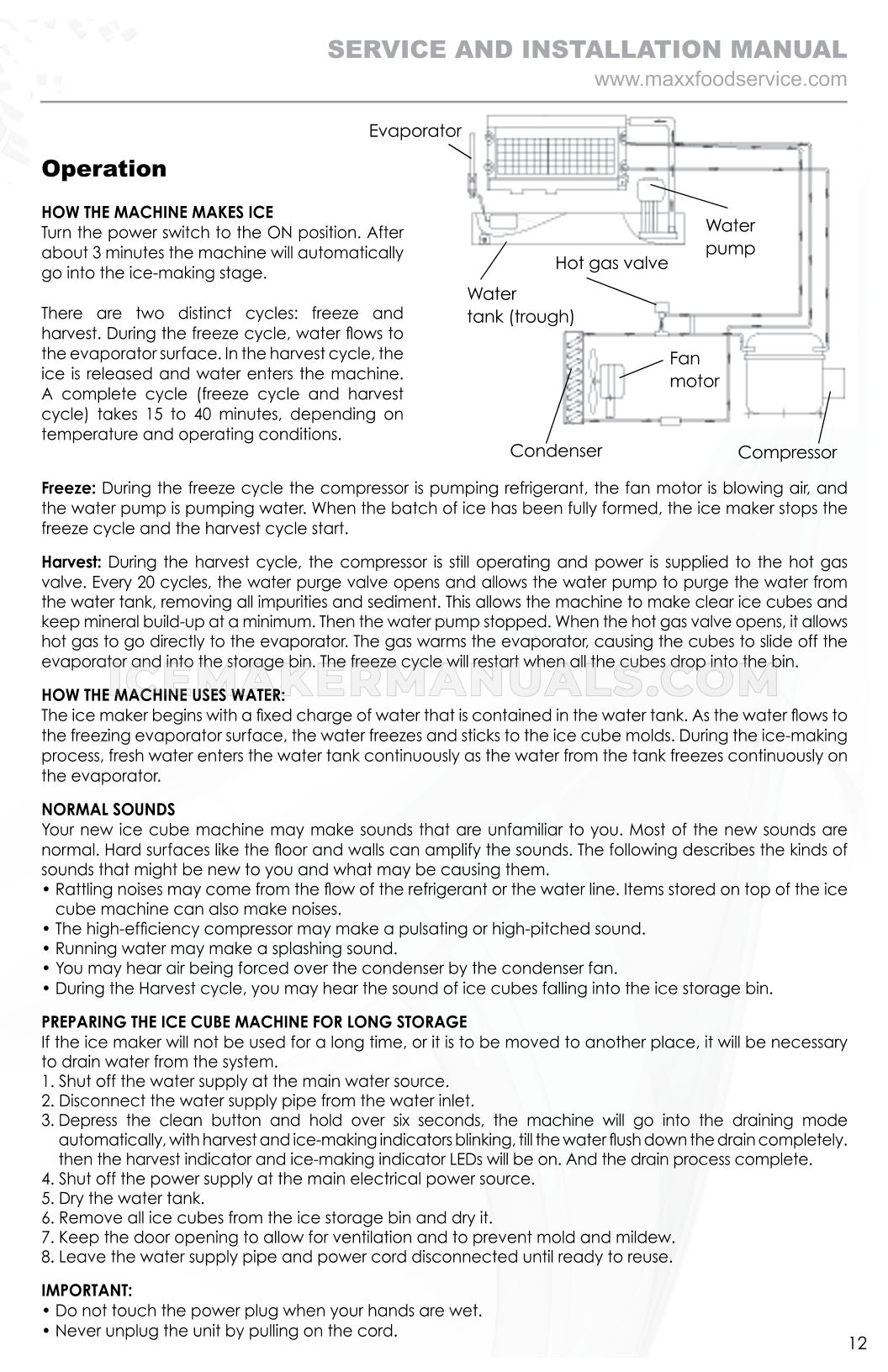 Maxx Ice MIM600 Ice Machine Service, Installation, and Instruction Manual | Ice Maker Manuals
