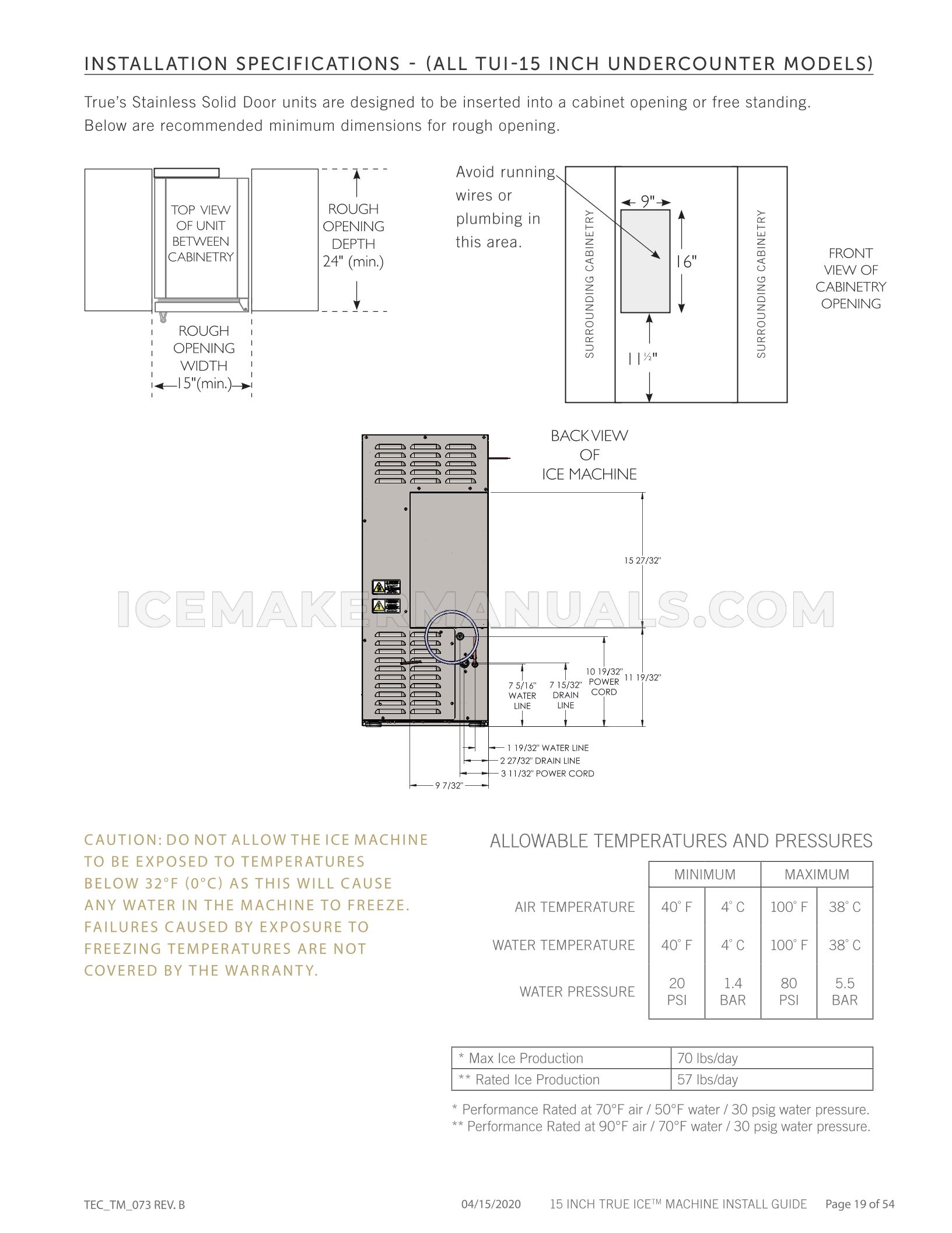 True Residential TUI15LSSB Ice Machine Installation and User Guide | Ice Maker Manuals